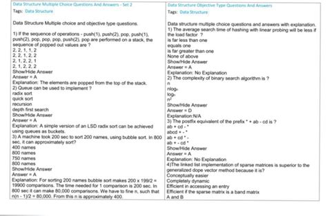 Solved Data Structure Multiple Choice Questions And Answers