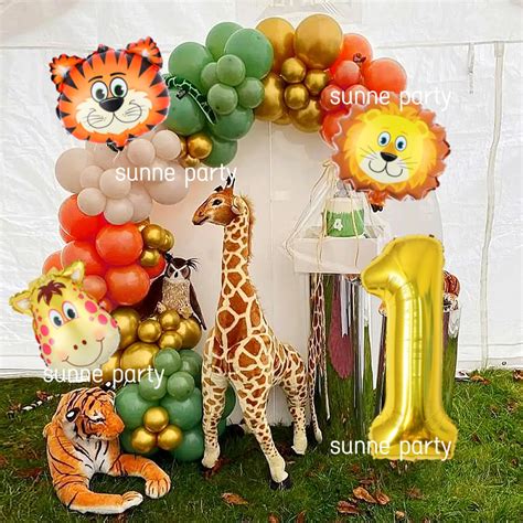 Jungle Animal Balloons Number Balloon Garland Arch Kit Jungle Safari