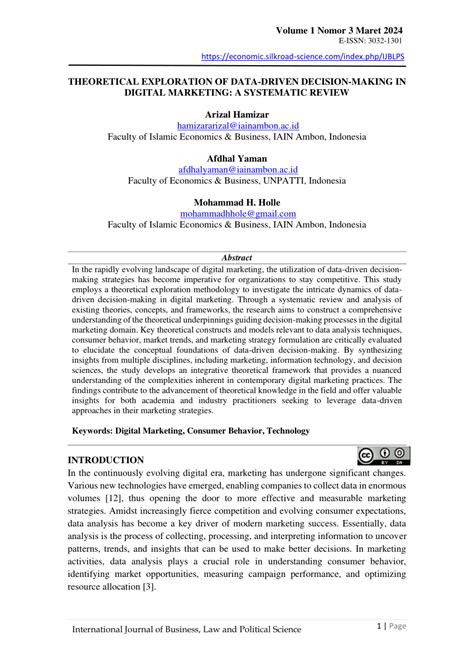 PDF THEORETICAL EXPLORATION OF DATA DRIVEN DECISION MAKING IN DIGITAL MARKETING