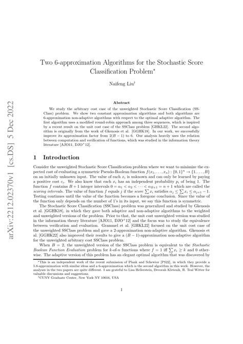 Pdf Two 6 Approximation Algorithms For The Stochastic Score