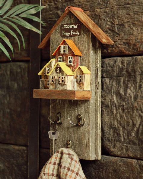 Handmade Wooden Key Hooks Decorative Hanger