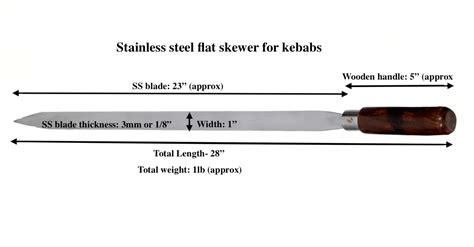 28 4 Pcs Flat Skewers For Kebabs Bbq With Wooden Handle 55268 Usa