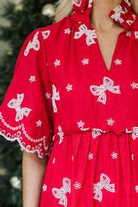 Feeling Your Best Red Bow Eyelet Dress Shop The Mint
