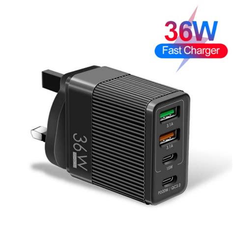Pd36w Type C Fast Charger 4 Ports Usb Adapter Pd20w Quick Charging Mobile Wall Charger Shopee