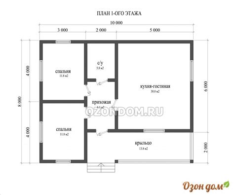 Чертеж дома 8 на 10 одноэтажный 78 фото НА ДАЧЕ ФОТО