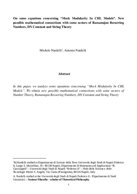 Pdf On Some Equations Concerning Mock Modularity In Chl Models New