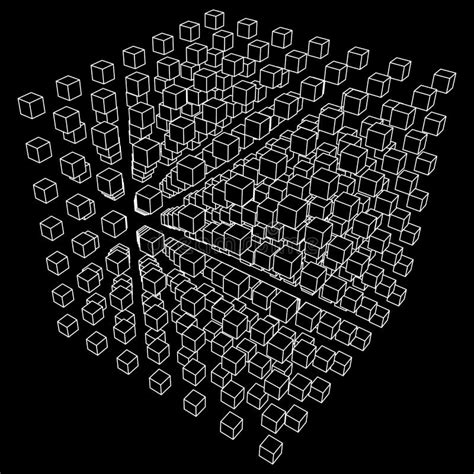 Wireframe Mesh Cube Stock Vector Illustration Of Fractal 94663106