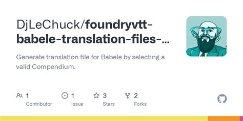 Github Djlechuckfoundryvtt Babele Translation Files Generator Generate Translation File For