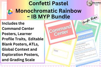 IB MYP Poster Bundle PDF SLIDES Confetti Pastel Monochromatic Rainbow