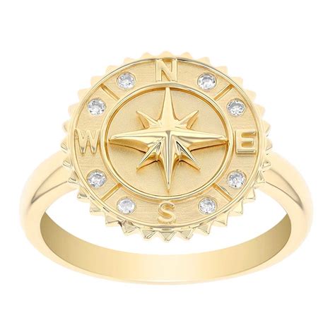 Yellow Gold Compass Ring With Diamond Accents Borsheims