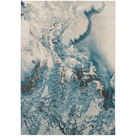 Nourison Maxell Ivoryteal 6 Ft X 9 Ft Abstract Contemporary Area Rug