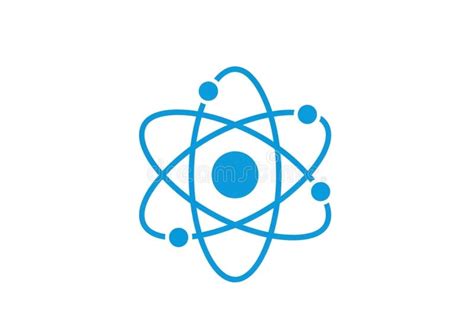 Blue Atom Symbol On A White Background Featuring A Central Circle