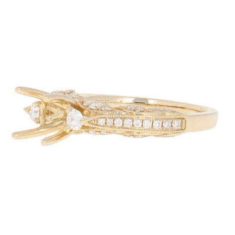 New Semi Mount Engagement Ring 14k Gold Diamonds Round Brilliant