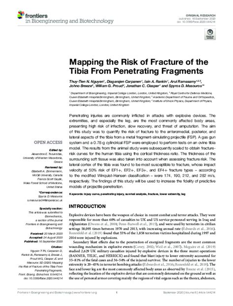 Pdf Mapping The Risk Of Fracture Of The Tibia From Penetrating Fragments