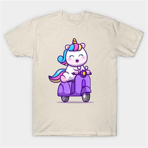 Cute Unicorn Riding Scooter Unicorn T Shirt Teepublic