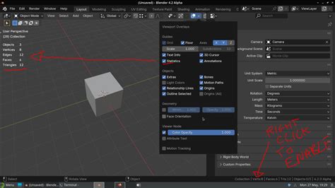 Where Are The Statistics Info At The Lower Right In Blender 4 1 Basics And Interface Blender