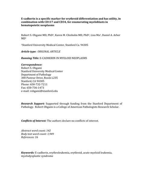 Pdf E Cadherin Is A Specific Marker For Erythroid Differentiation And