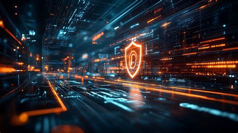 Cyber Security Concept Abstract Technology Background With Shield For Data Protection 100 Stock