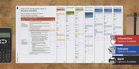 AQA GCSE Geography Paper Revision Checklist Twinkl