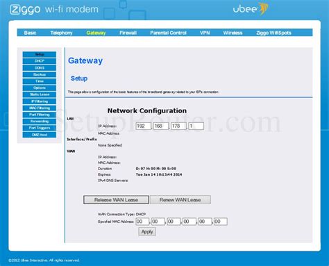 Ubee EVW Screenshot GatewaySetup