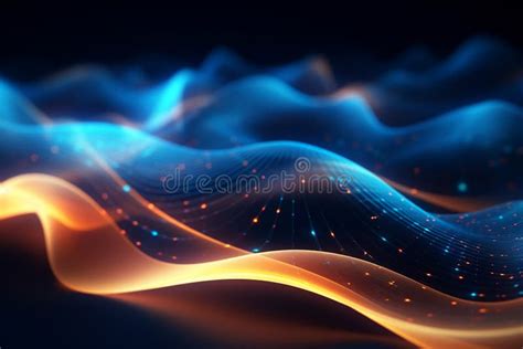 Abstract Digital Background Big Data Visualization Futuristic Technology Wave 3d Rendering
