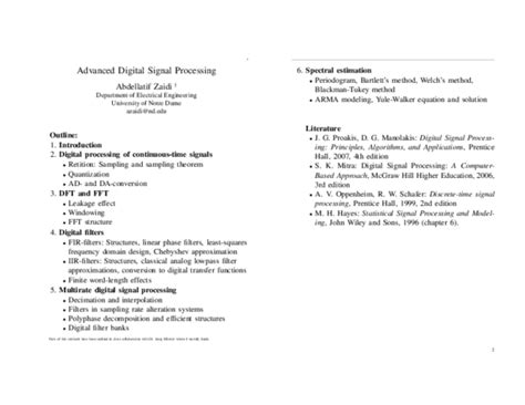 Pdf Advanced Digital Signal Processing