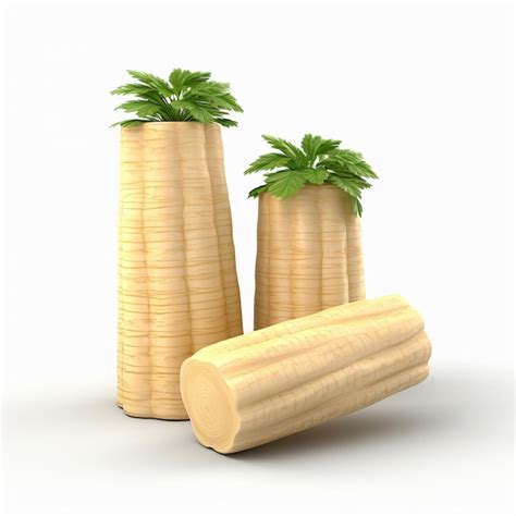 Natural And Fresh Parsnip Pillars Isolated On White Background Premium AI Generated Image