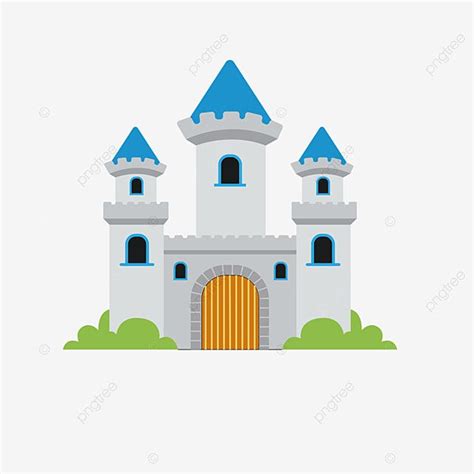 простая иллюстрация замка мультфильм Png простой замок синяя крыша красивый замок Png