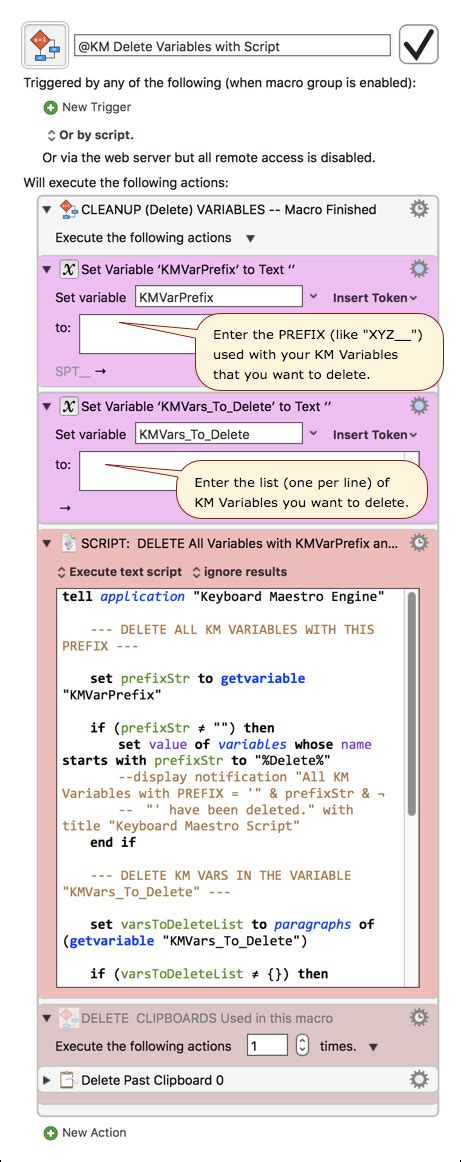 [km] delete list of km variables [sub macro] macro library keyboard