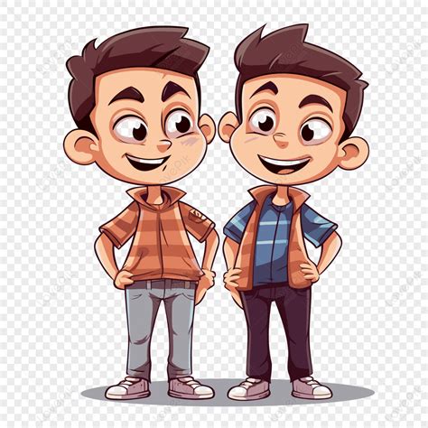 พี่น้องภาพตัดปะการ์ตูนการ์ตูนเด็กผู้ชายที่ดูตลกๆในภาพเวกเตอร์ยิ้ม Png