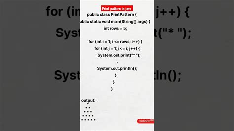 Print Pattern In Java Print Pattern In Java Using Loops Javaprogramming Shorts
