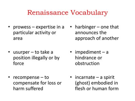 Renaissance Vocab Defined Ppt