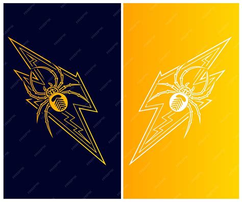 Electric Spider And Lightning Bolt Emblem Premium Vector