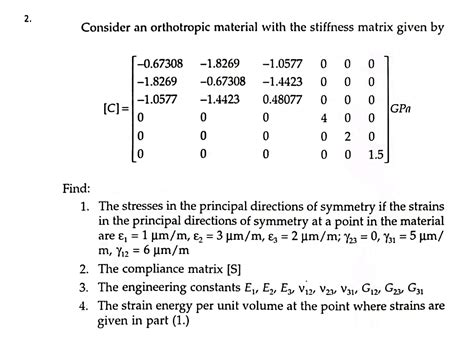 Solved Consider An Orthotropic Material With The Stiffness