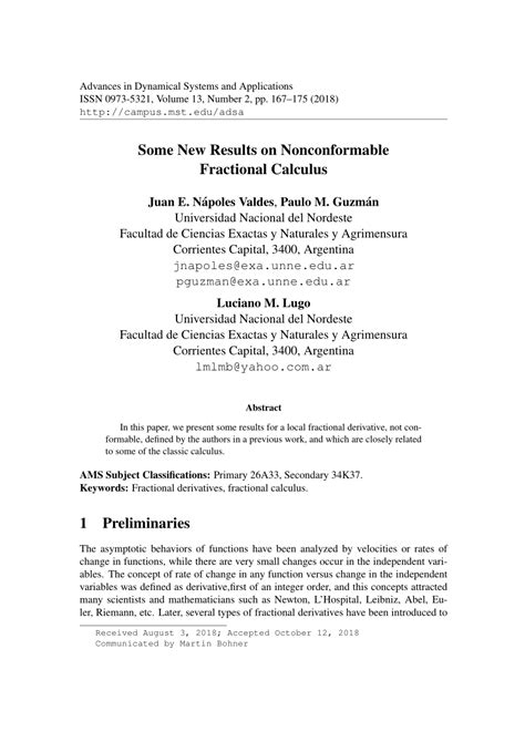 Pdf Some New Results On Nonconformable Fractional Calculus