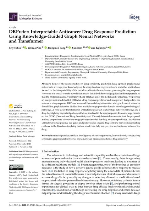 pdf drpreter interpretable anticancer drug response prediction using knowledge guided graph