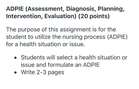 Solved Adpie Assessment Diagnosis Planning Intervention