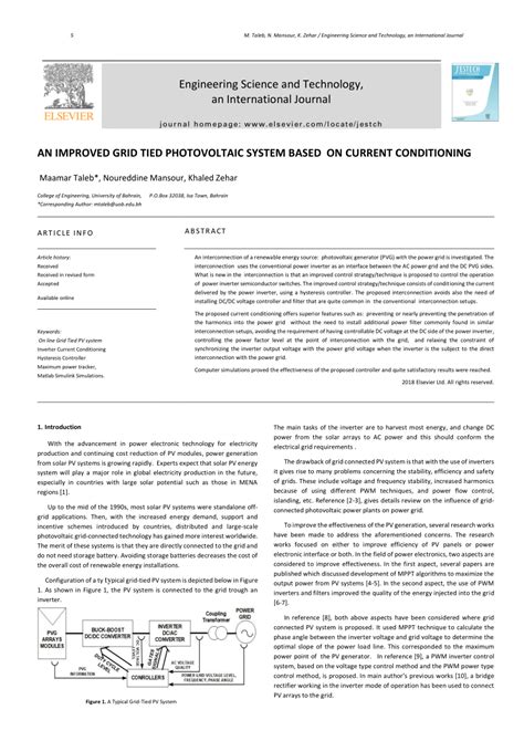 Pdf An Improved Grid Tied Photovoltaic System Based On Current