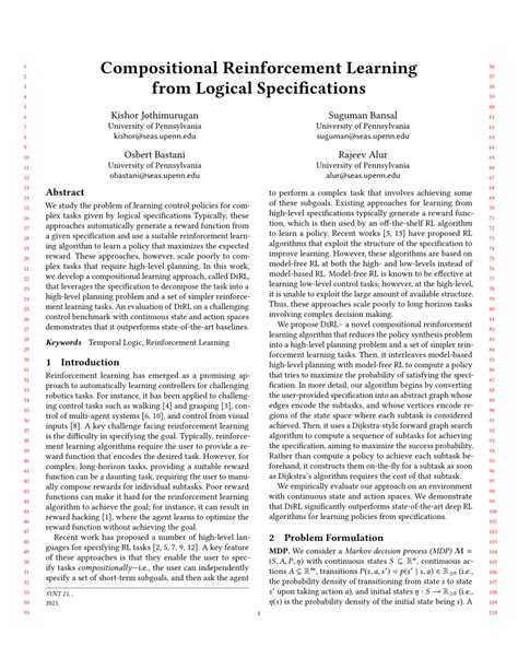 Pdf Compositional Reinforcement Learning From Logical Specifications
