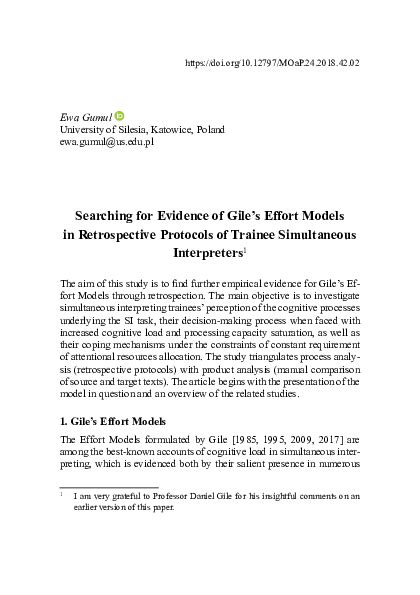 Pdf Searching For Evidence Of Giles Effort Models In Retrospective Protocols Of Trainee