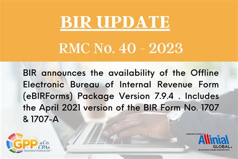 Rmc No 40 2023 Availability Of The Offline Electronic Bureau Of Internal Revenue Forms