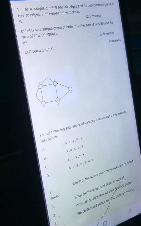Solved 1 A A Simple Graph G Has 30 Edges And Its