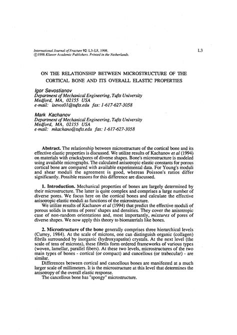 Pdf On The Relationship Between Microstructure Of The Cortical Bone And Its Overall Elastic