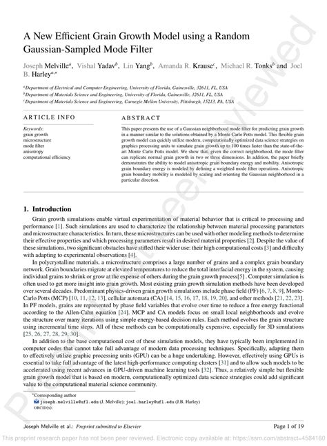 Pdf A New Efficient Grain Growth Model Using A Random Gaussian Sampled Mode Filter