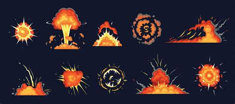 Cartoon Explosion Exploding Bomb Atomic Explode Effect And Comic