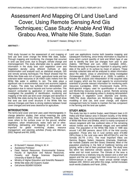 Pdf Assessment And Mapping Of Land Useland Cover Using Remote Sensing And Gis Techniques Case