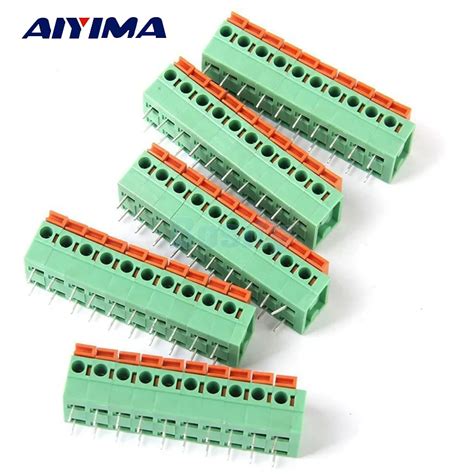 5Pcs 10 Poles 10pin Dual Row Screwless PCB Terminal Block Connector 5
