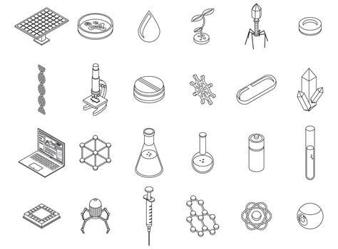 Nanotechnology Icons Set Vector Outline 12321838 Vector Art At Vecteezy