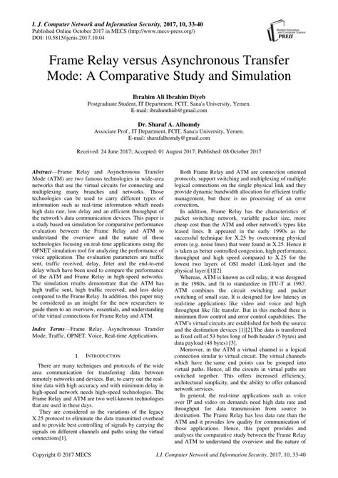 Pdf Frame Relay Versus Asynchronous Transfer Mode A Comparative