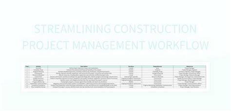 Streamlining Construction Project Management Workflow Excel Template Free Download Pikbest